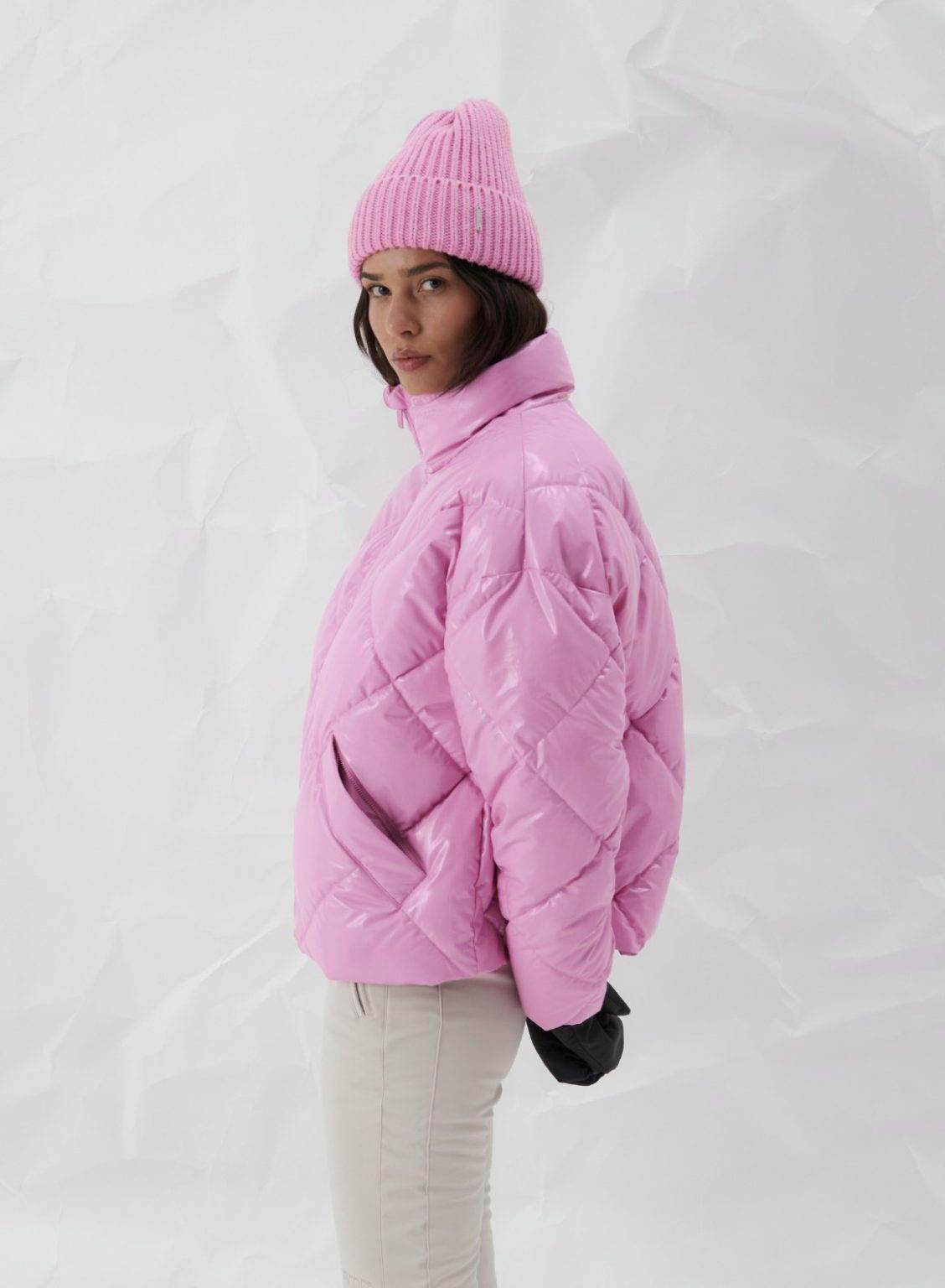 aimn Peony Pink Diamond Puffer Jacket – Wodbúð